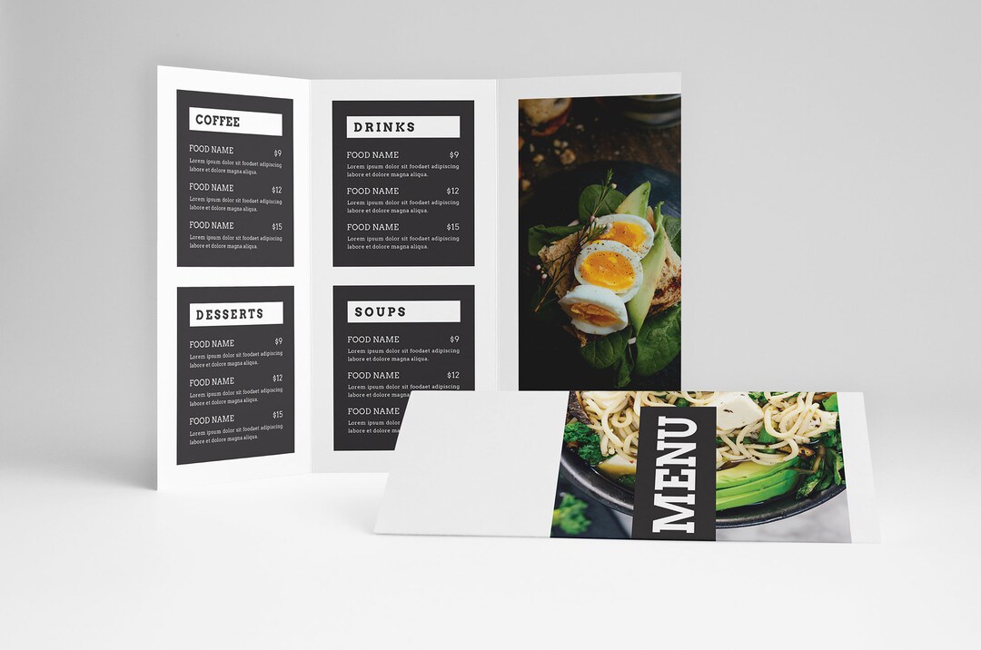 Trifold Food Menu Restaurant Menu Fully Editable Menu Template, Cafe ...