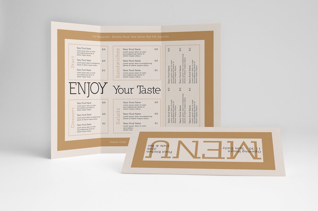 Trifold Food Menu Restaurant Menu Fully Editable Menu Template, Cafe ...