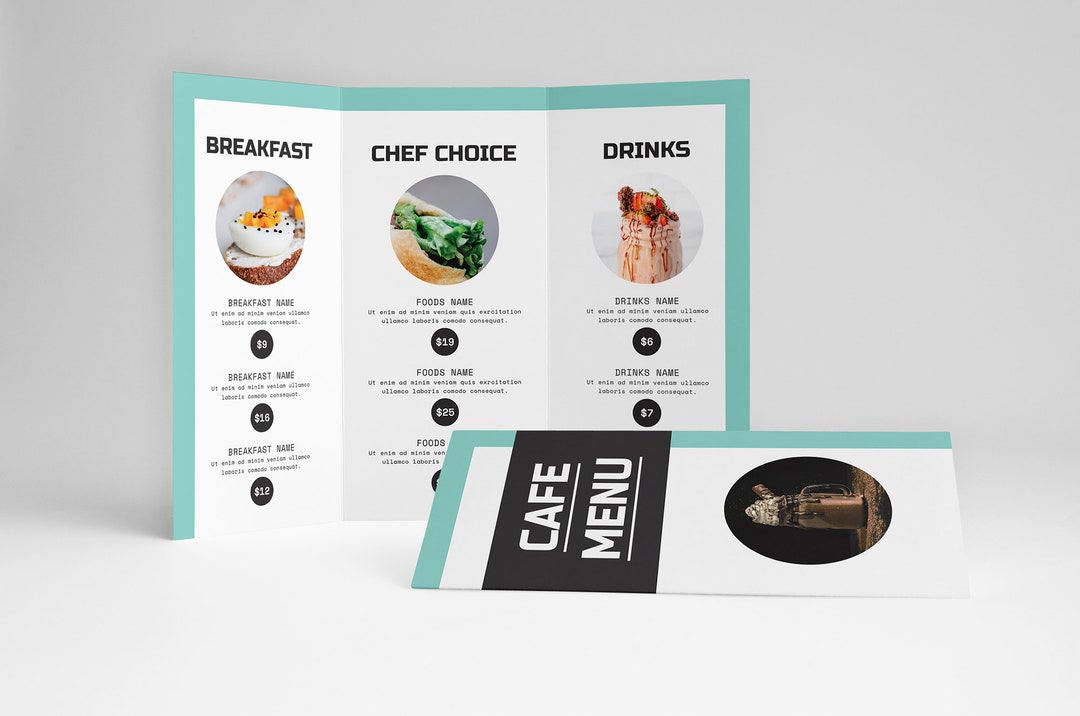 Trifold Food Menu Restaurant Menu Fully Editable Menu Template, Cafe ...