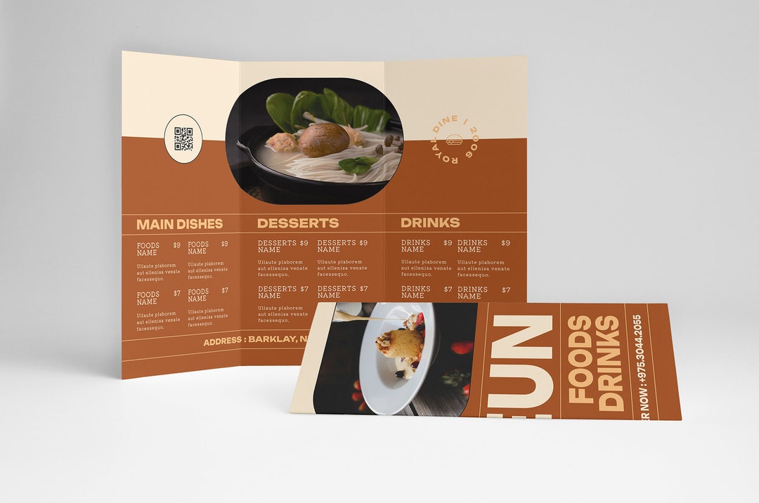 Trifold Food Menu Restaurant Menu Fully Editable Menu Template, Cafe ...