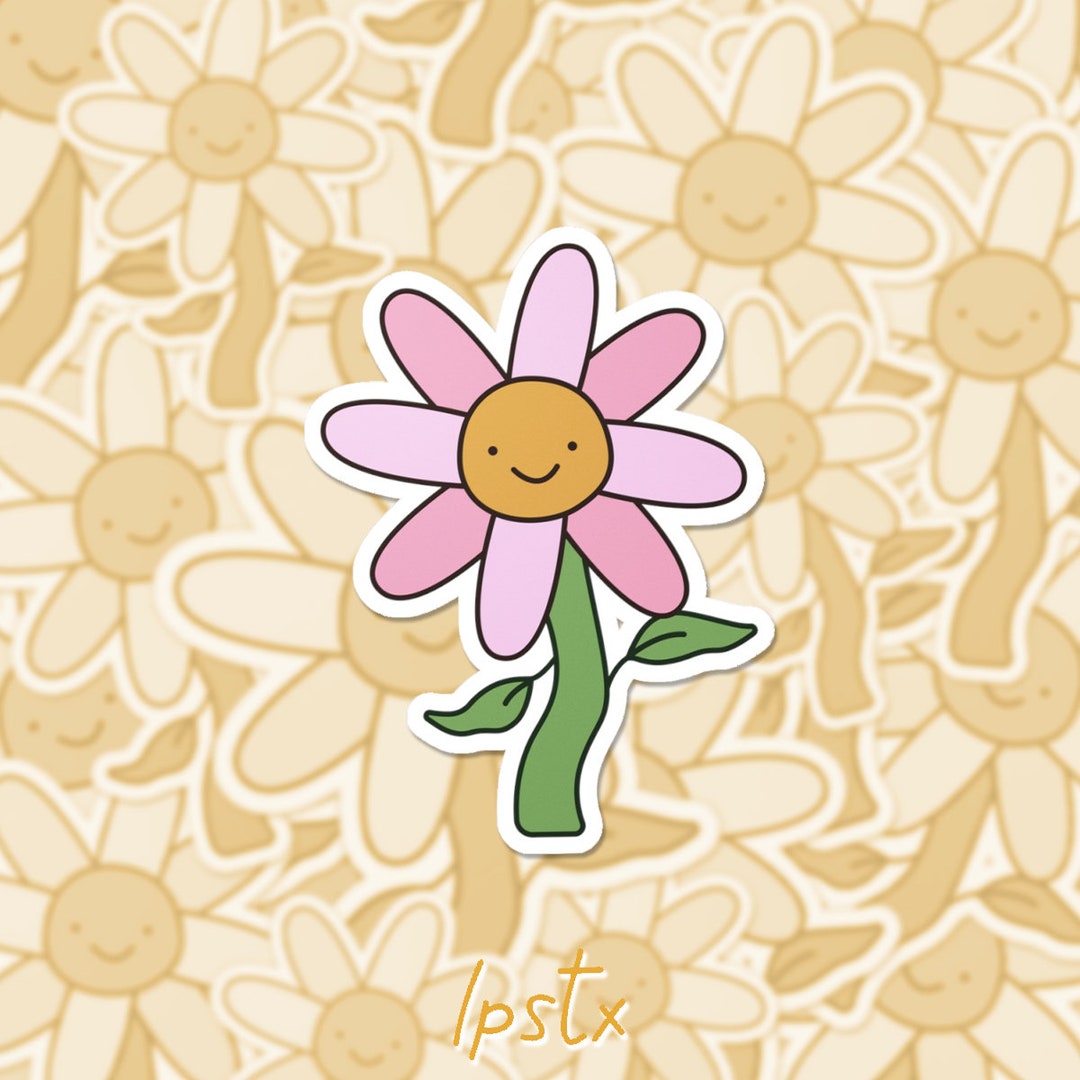 Happy Chunky Flower Vinyl Sticker - Etsy