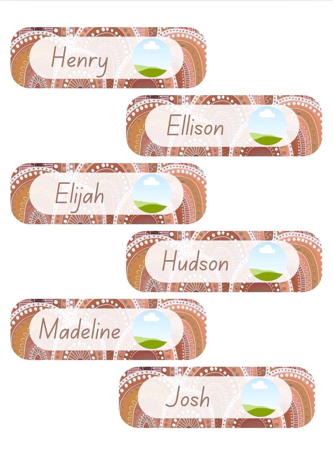 Aboriginal Art Editable Locker/name Tags Template - Arches - Etsy