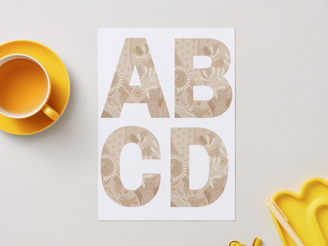 Aboriginal Art Bulletin Board Letters & Numbers Template for Classroom ...