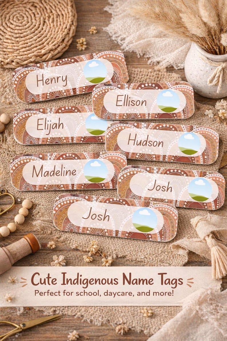 Aboriginal Art Editable Locker/name Tags Template - Arches - Etsy
