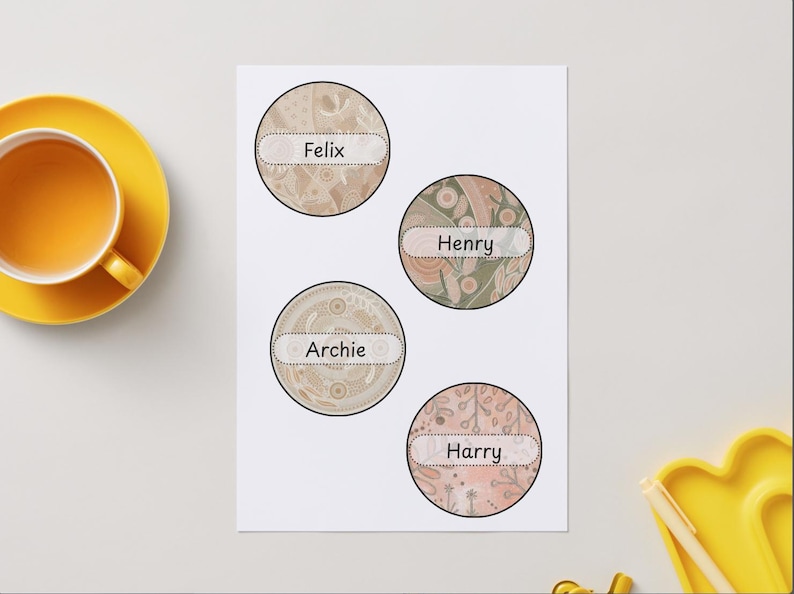Aboriginal Art Editable Locker Name Tags Template - Etsy