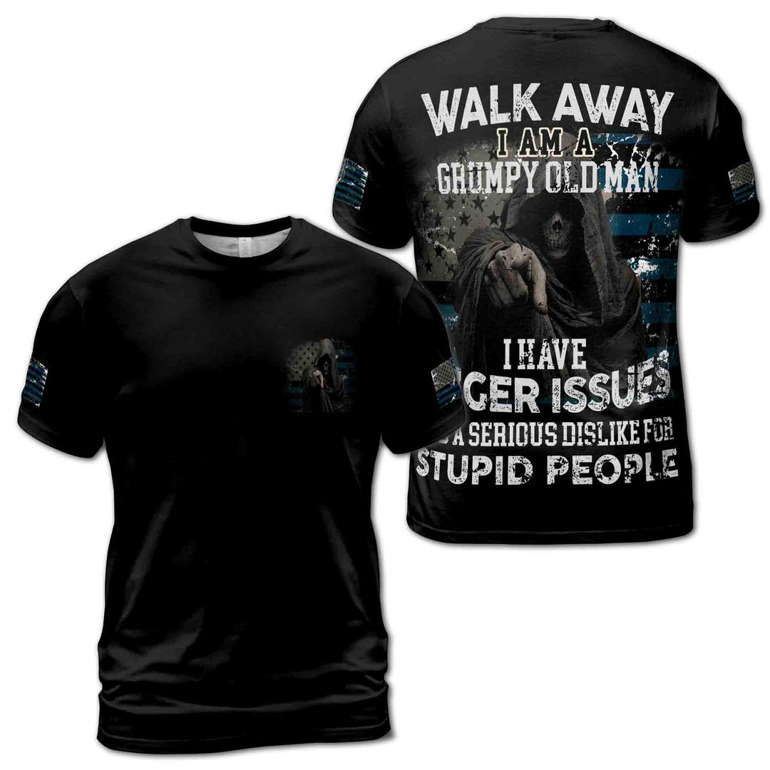 Skull Walk Away I Am A Grumpy Old Man Dark Men's T-shirt S-5XL - Etsy