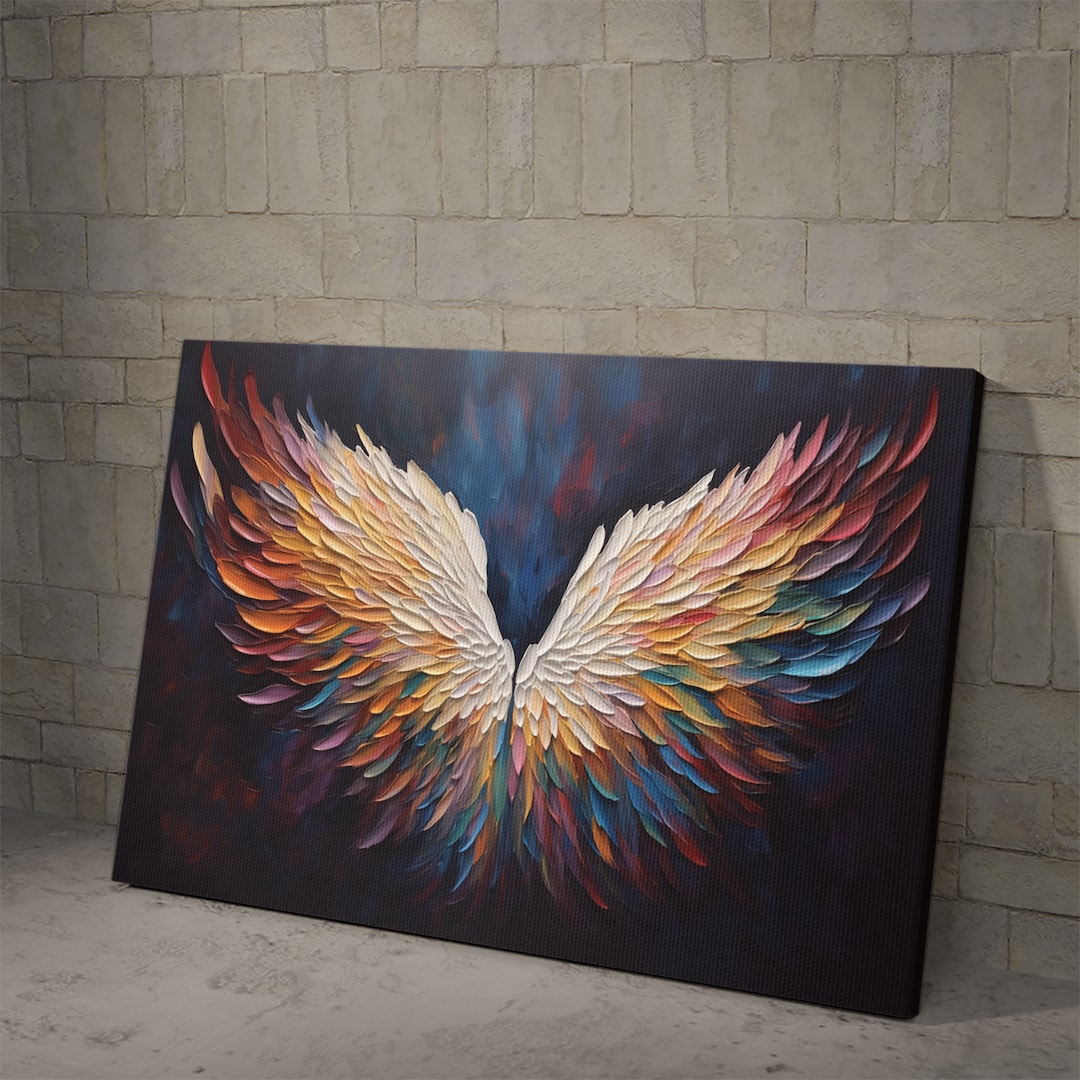 Colorful Feather Angel's Wings, Wall Art Poster and Canvas - Etsy