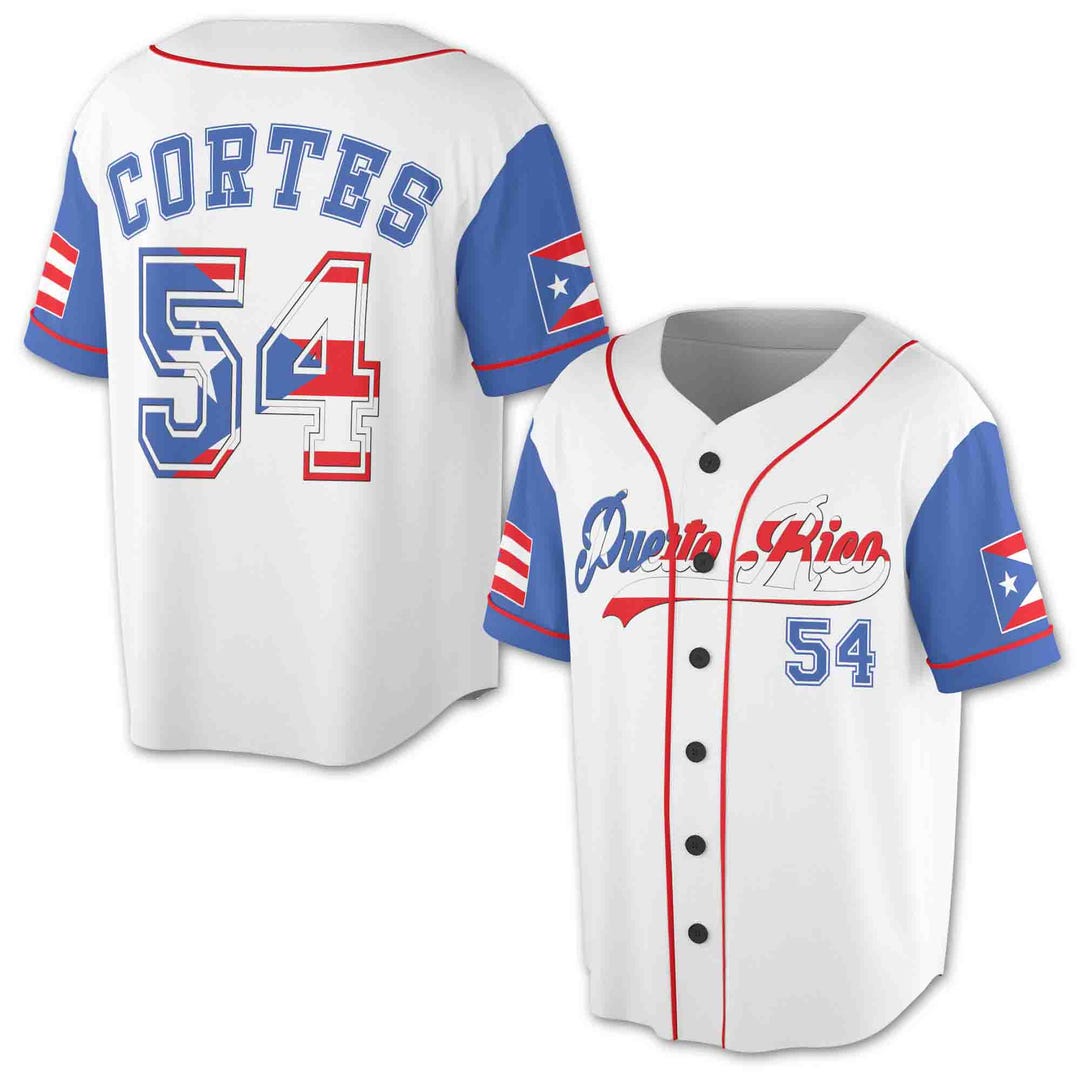 Custom Name Number Puerto Rico Puerto Rican Flag Baseball Jersey S-5XL ...