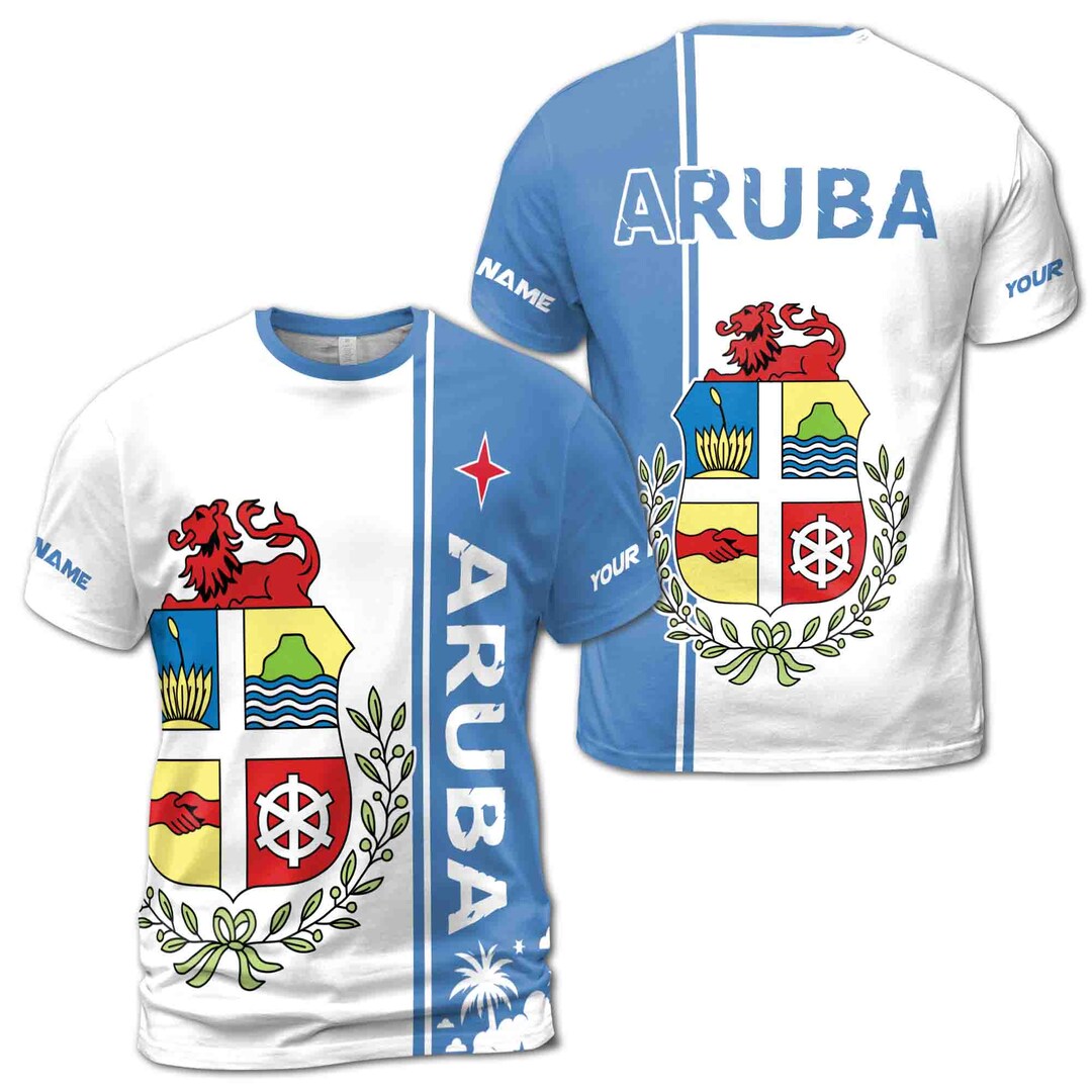 Personalized Name Aruba Coat of Arms Patriotic Men's T-shirt S-5XL - Etsy
