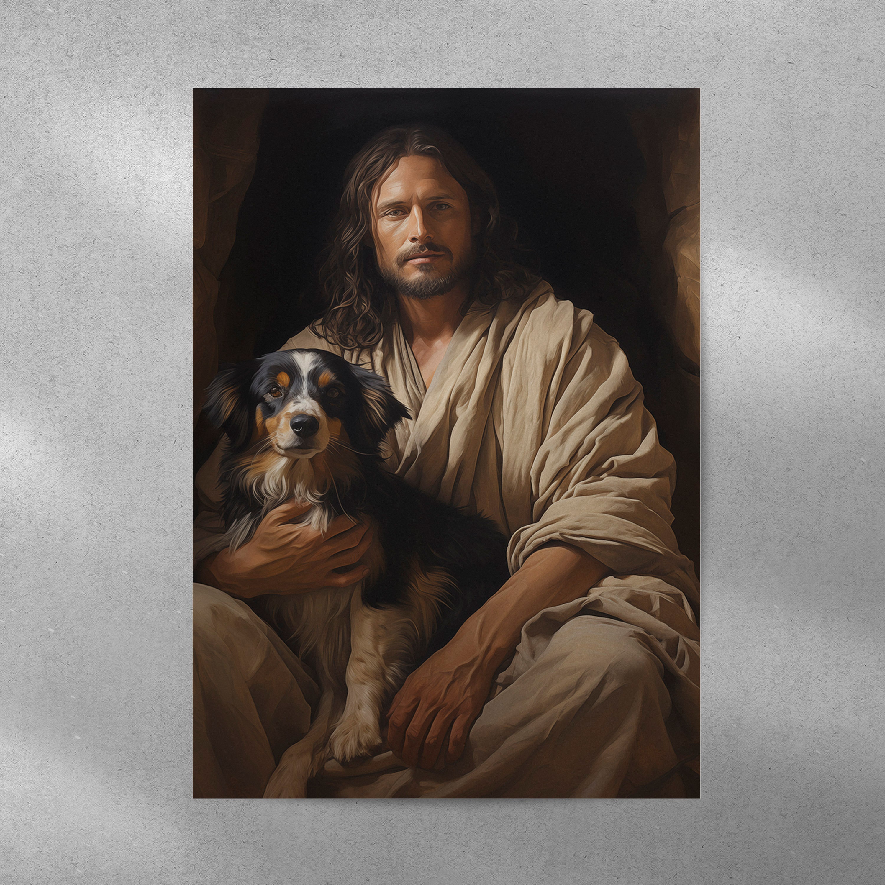Jesus Holding the Dog Love of Jesus Wall Art Poster and - Etsy