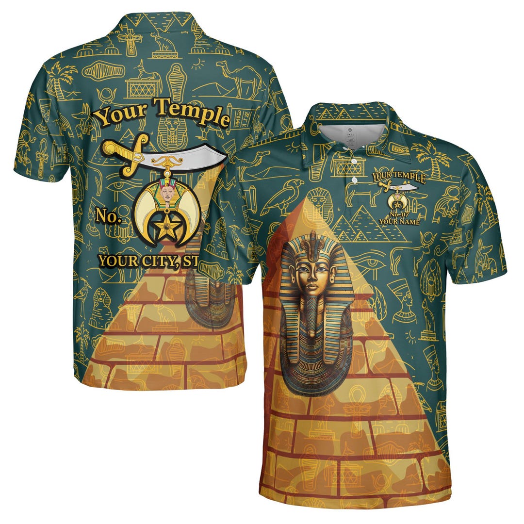 Personalized Name Temple Nobles Shriner Ancient Pyramid Men's Polo ...