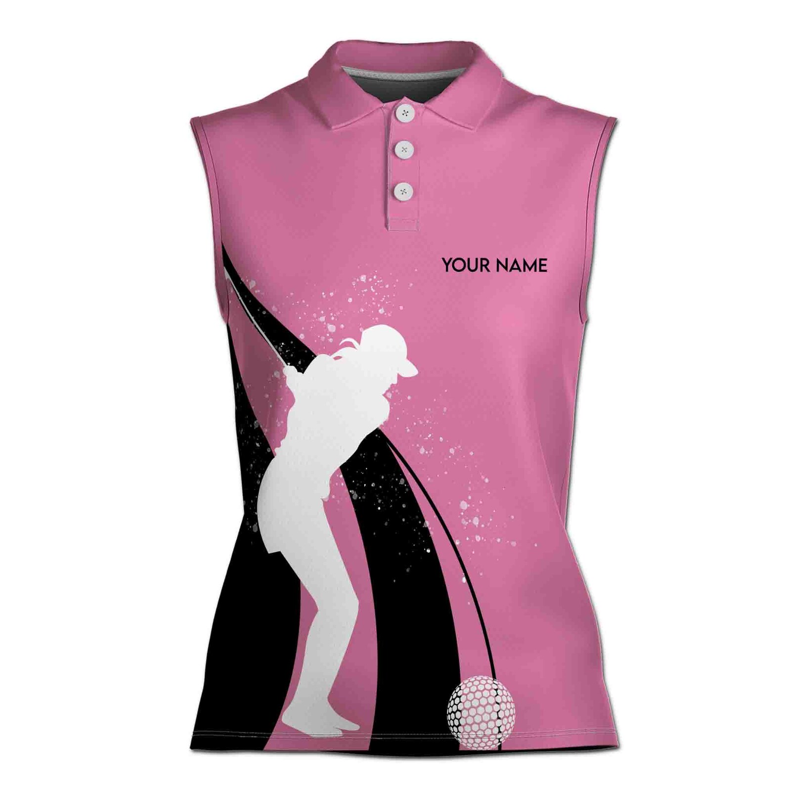 Custom Name Golf Now Wine Later Black Pink Golf Women's Polo Shirt S ...