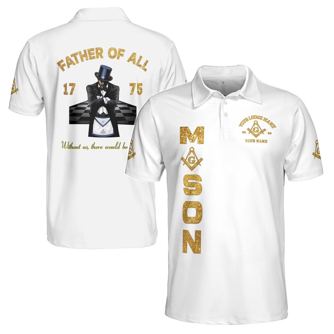 Personalized Freemason Father of All Golden Line Men's Polo Shirt S-5XL ...