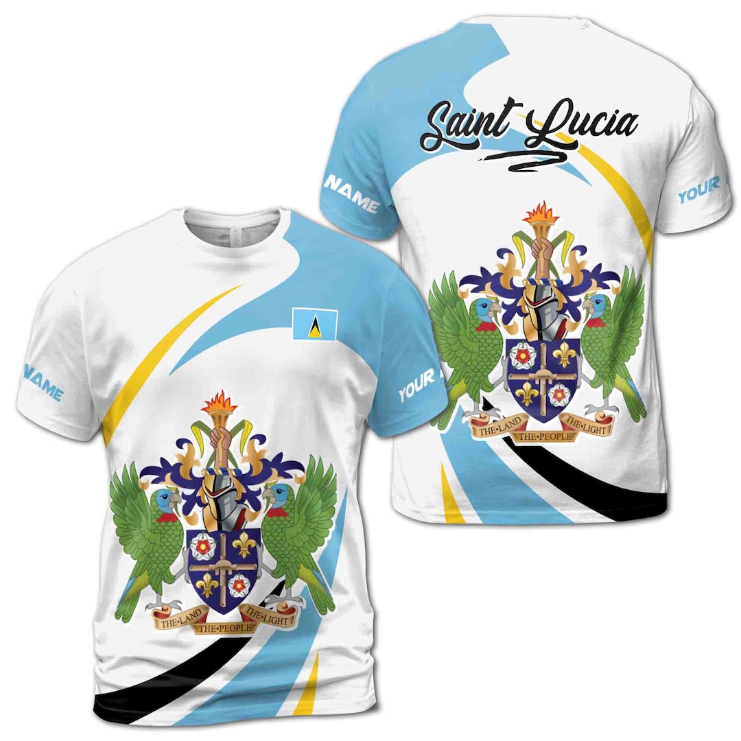 Customize Name Saint Lucia Flag the Land the People the Light White 3D ...