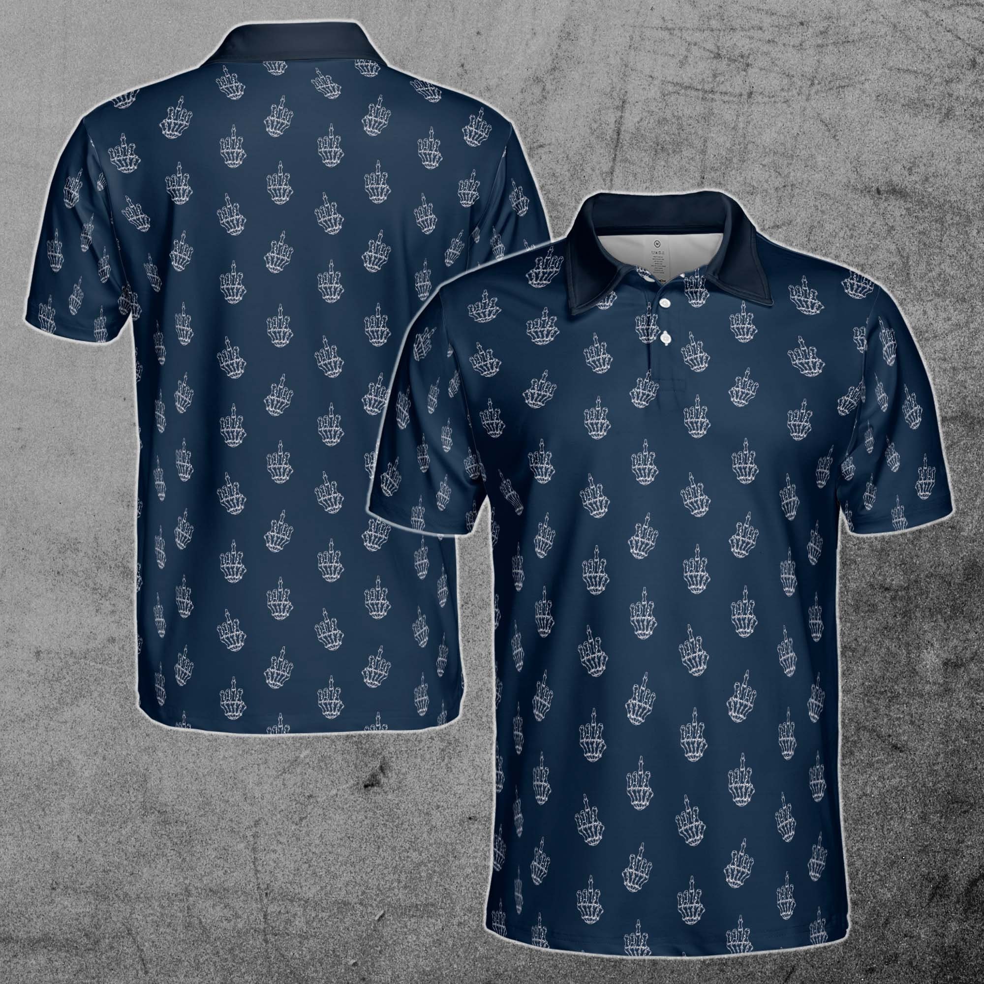 Funny White Middle Finger Skeleton Golf Men's Polo Shirt - Etsy
