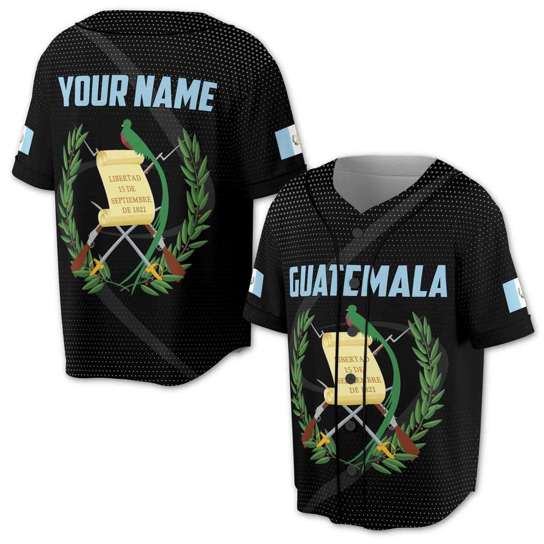 Customize Name Guatemala Flag Coat of Arms 3D Baseball Jersey Size S ...