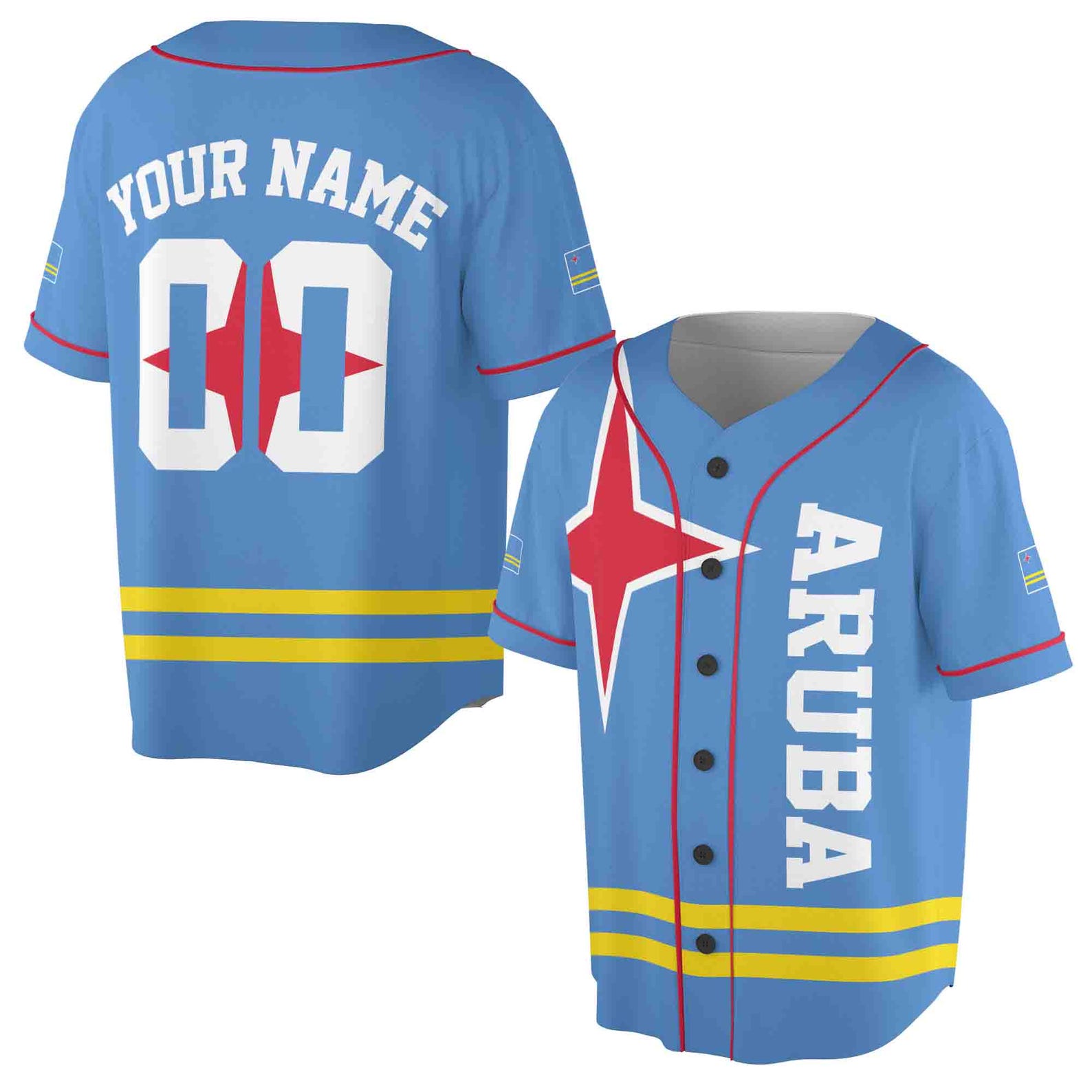 Personalized Name Number Aruba Flag Coat of Arms Patriotic Baseball ...