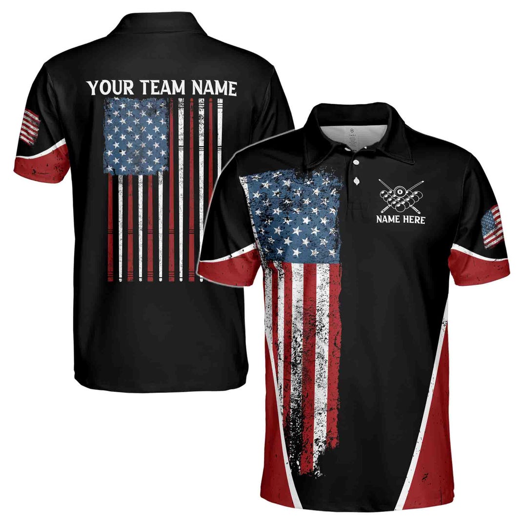 Customize American Flag Billiard, Pool Team Gift 3D Polo Shirt Size S ...