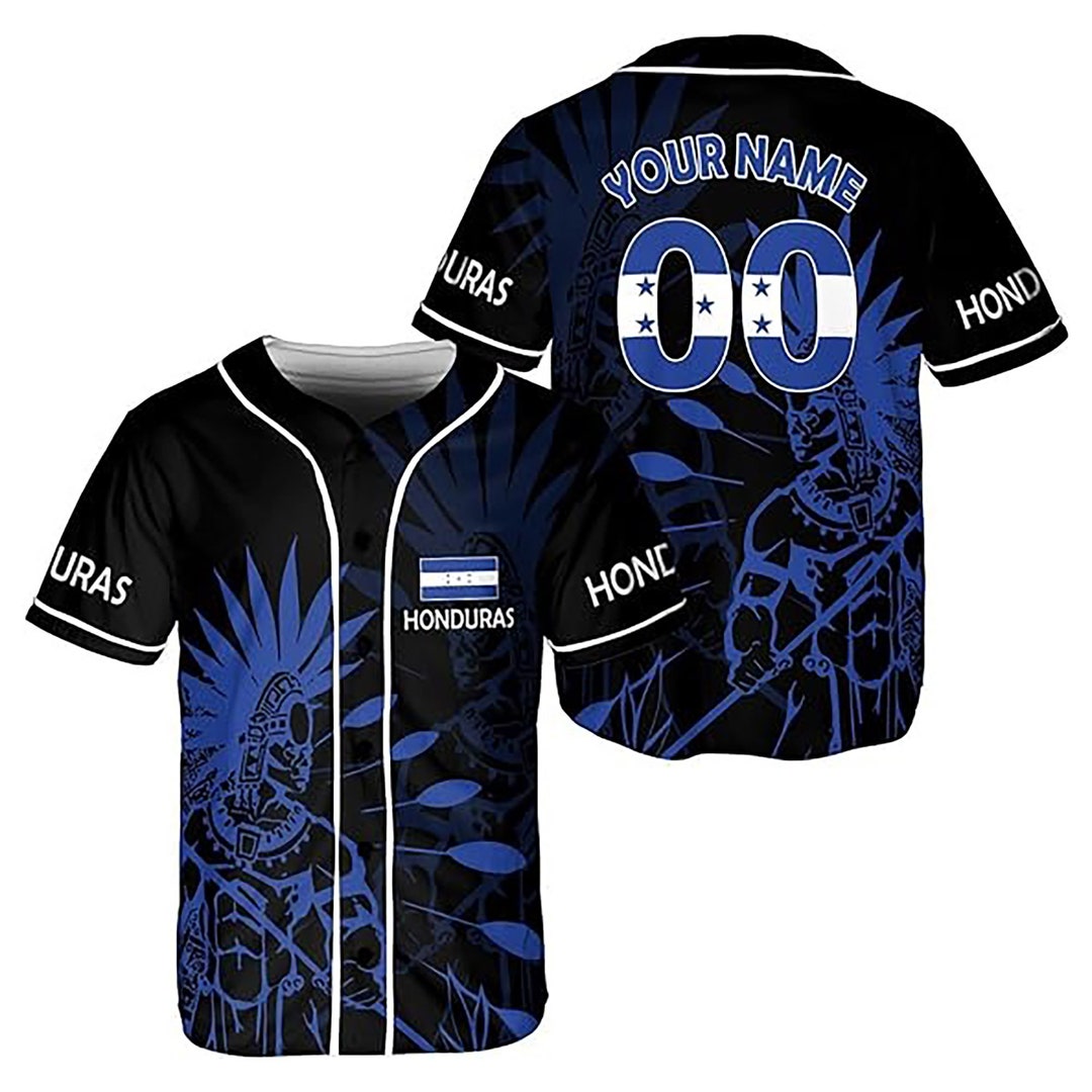 Personalized Honduras Flag Coat of Arms Symbol Dark Blue Baseball ...