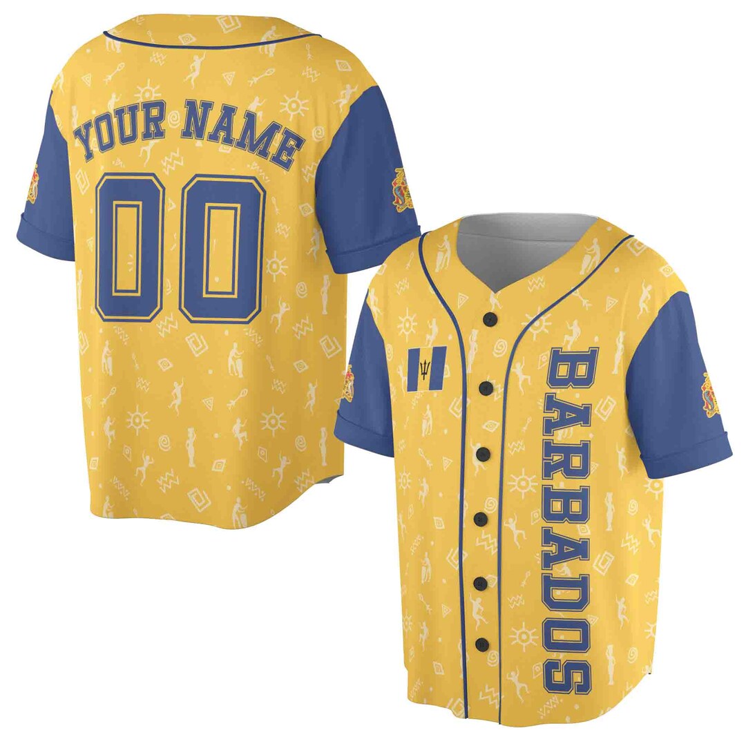 Personalized Name Number Barbados Flag Coat of Arms Patriotic Baseball ...