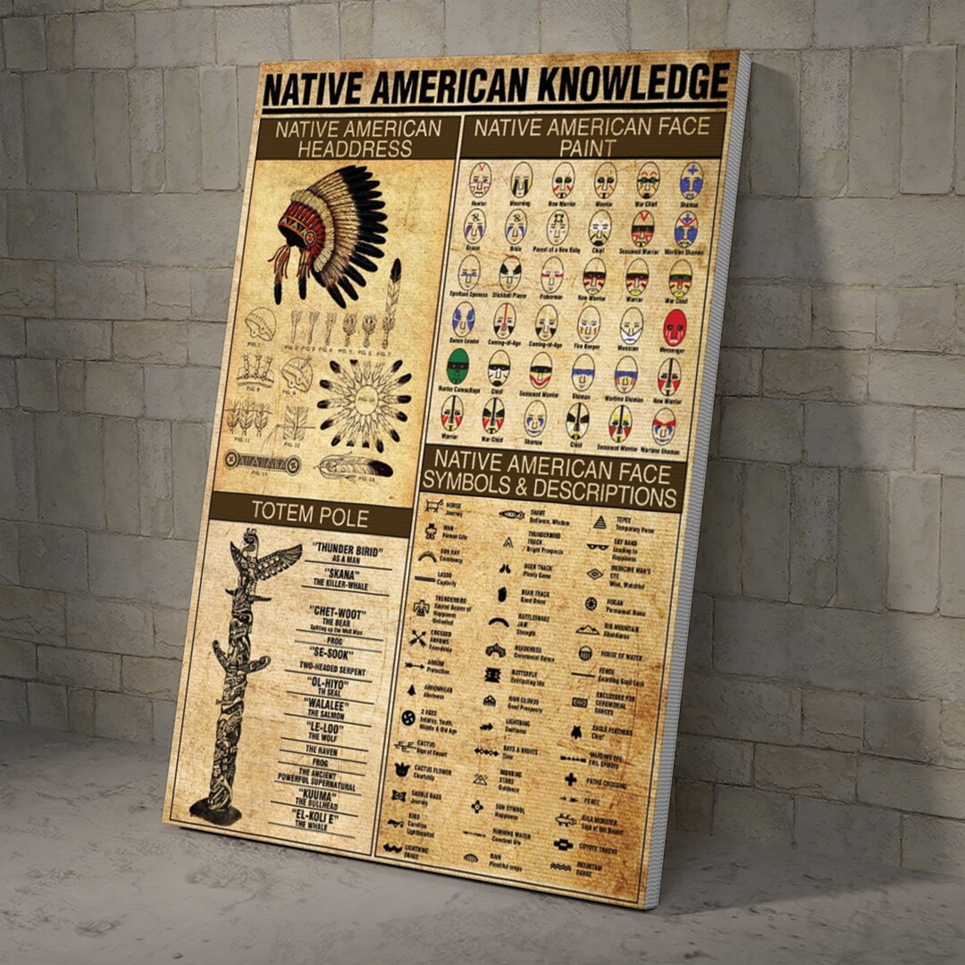 Native American Knowledge Headdress Face Paint Totem Pole Poster and ...