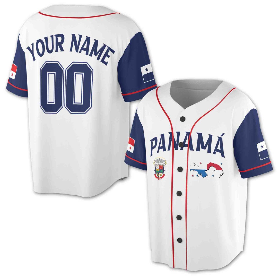 Custom Name Number Panama Flag Coat of Arms Baseball Jersey S-5XL ...