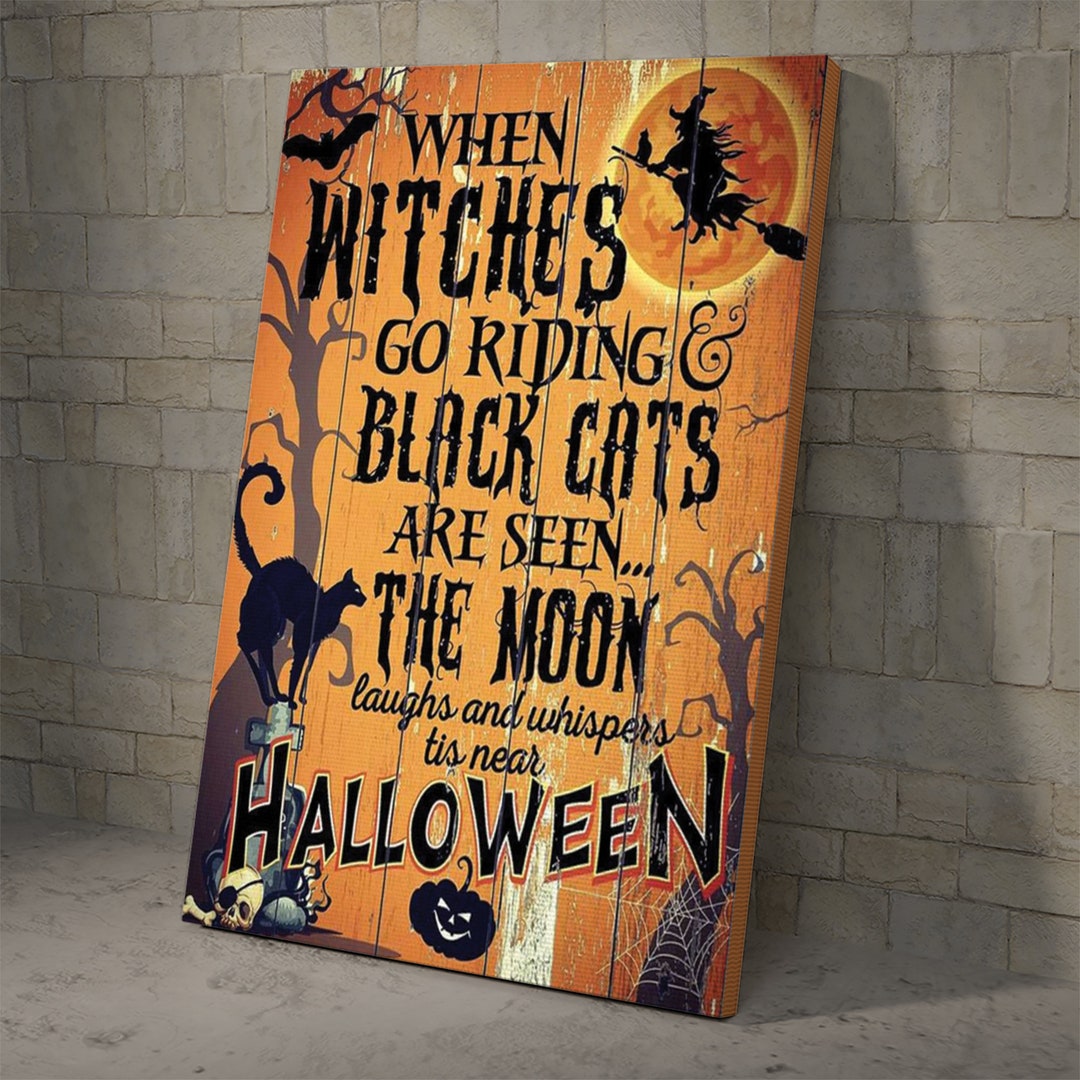 Black Cat and Witch When Witches Go Riding Halloween Poster - Etsy