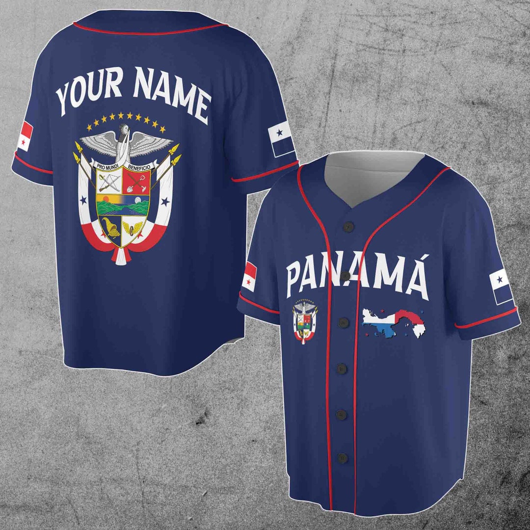 Custom Name Panama Flag Coat of Arms Baseball Jersey S-5XL, Panamá ...