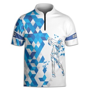 Custom Name Blue Diamond Pattern Golfer Zipper Polo Shirt S-5XL - Etsy