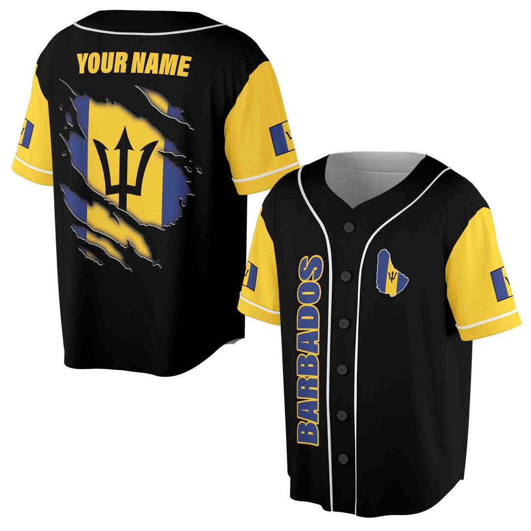 Custom Name Barbados Patriotic Barbados Flag Baseball Jersey S-5XL - Etsy