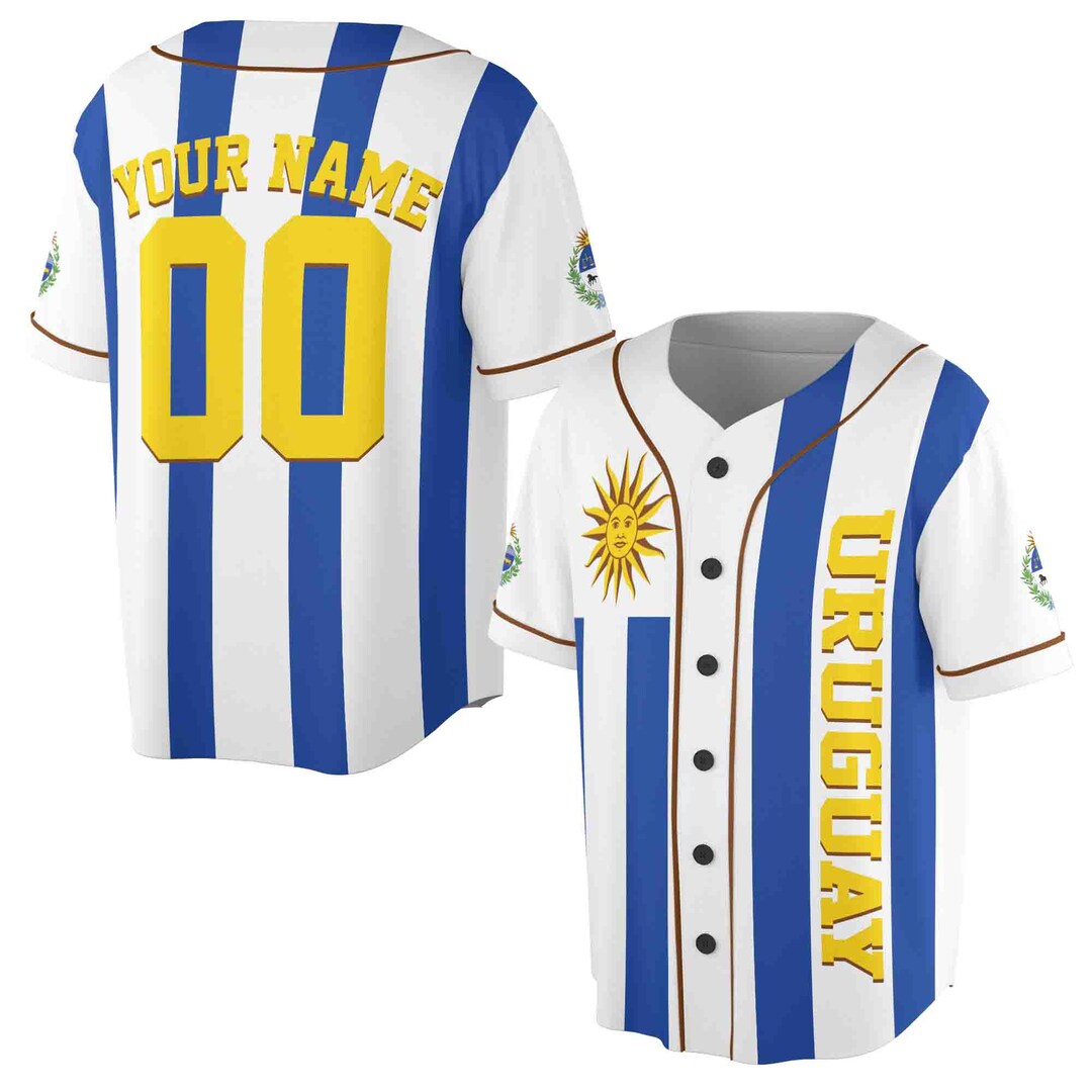 Personalized Name Number Uruguay Flag Coat of Arms Patriotic Baseball ...