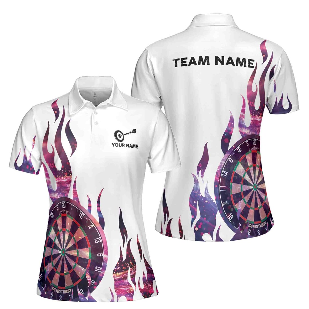 Customized Name Team Name Darts on Fire Pattern Women's Polo Shirt S ...