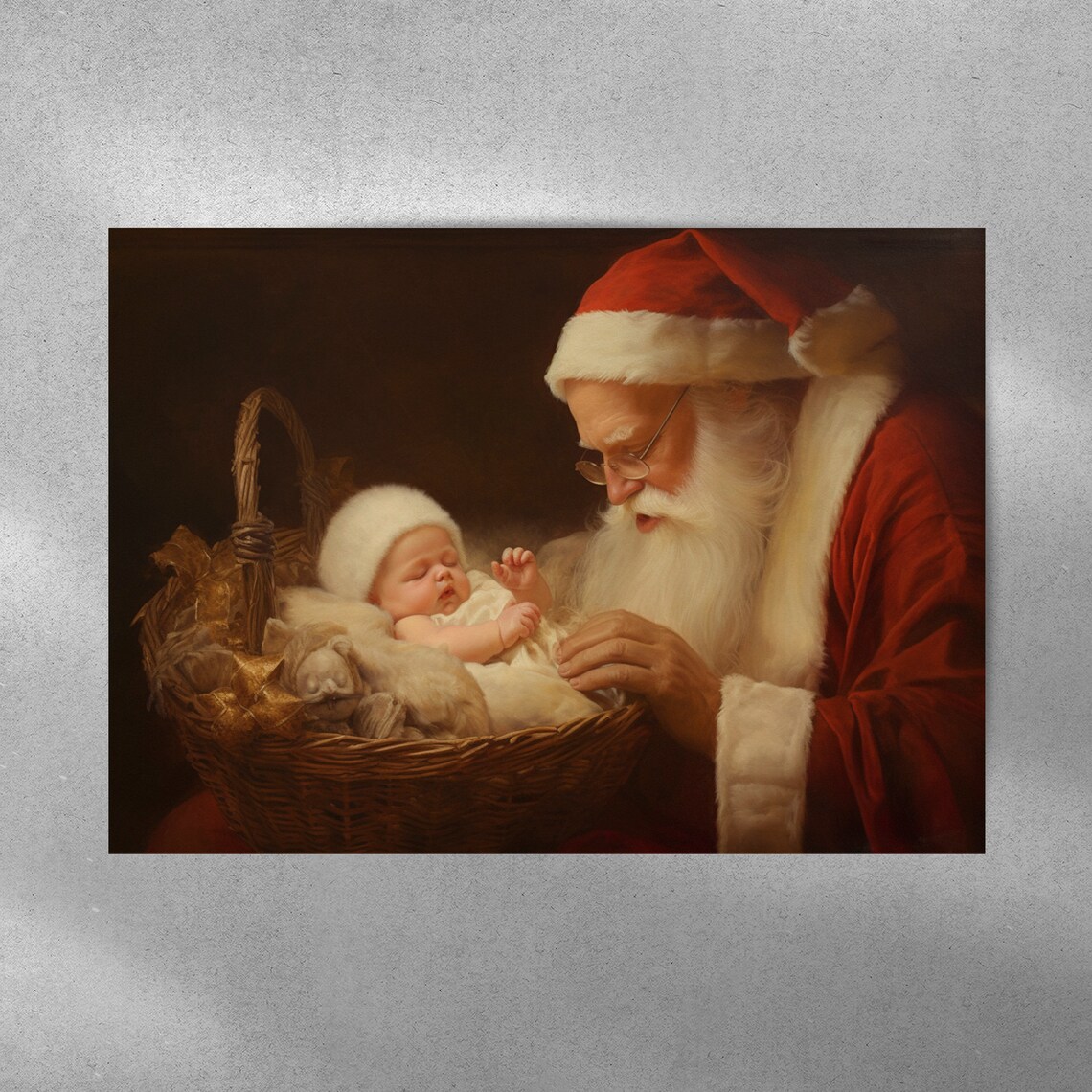Santa Claus Praying to Baby Nativity Infant Christmas Poster - Etsy Canada