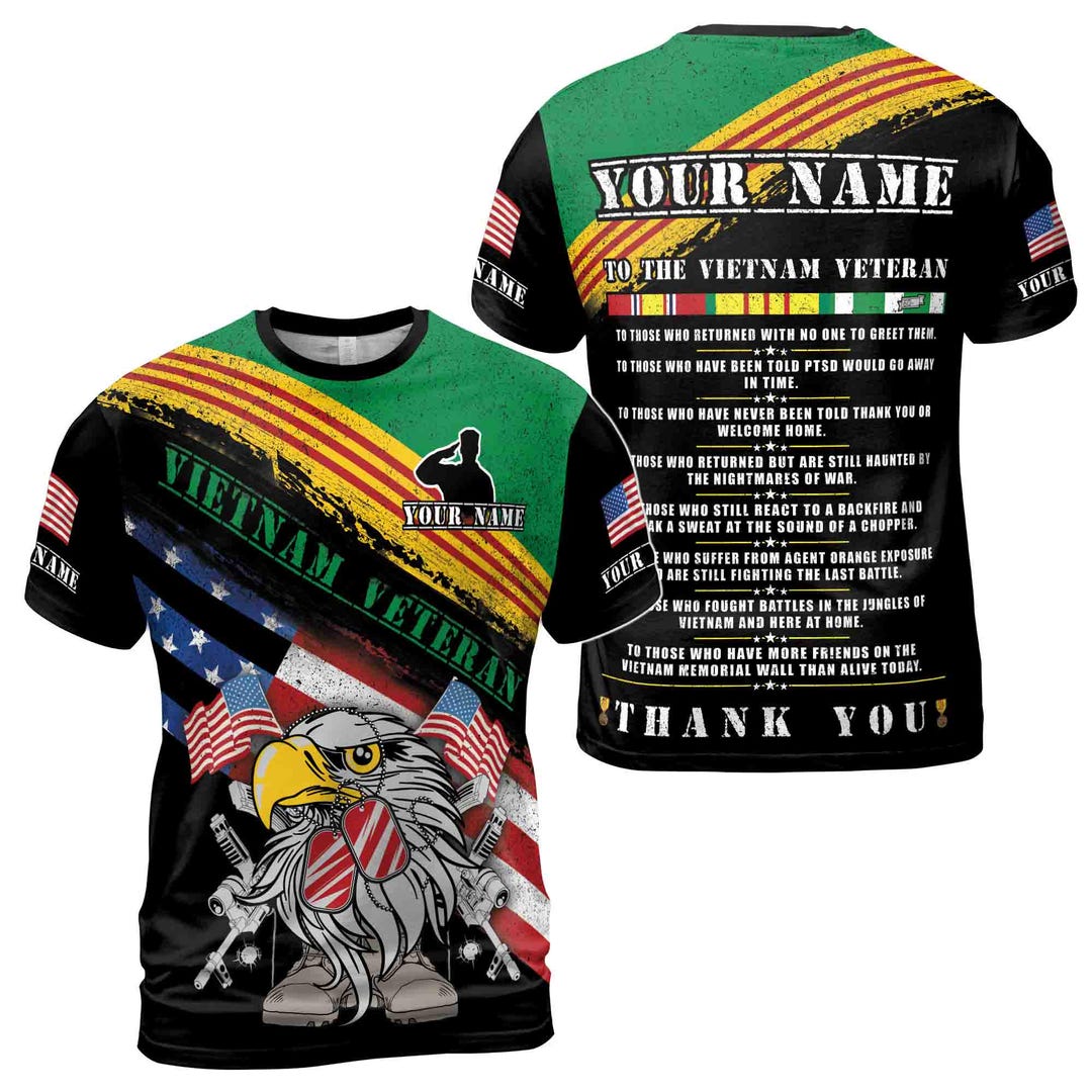 Custom Name Vietnam Veteran War U.S Army Proud Eagle American Flag Vet ...