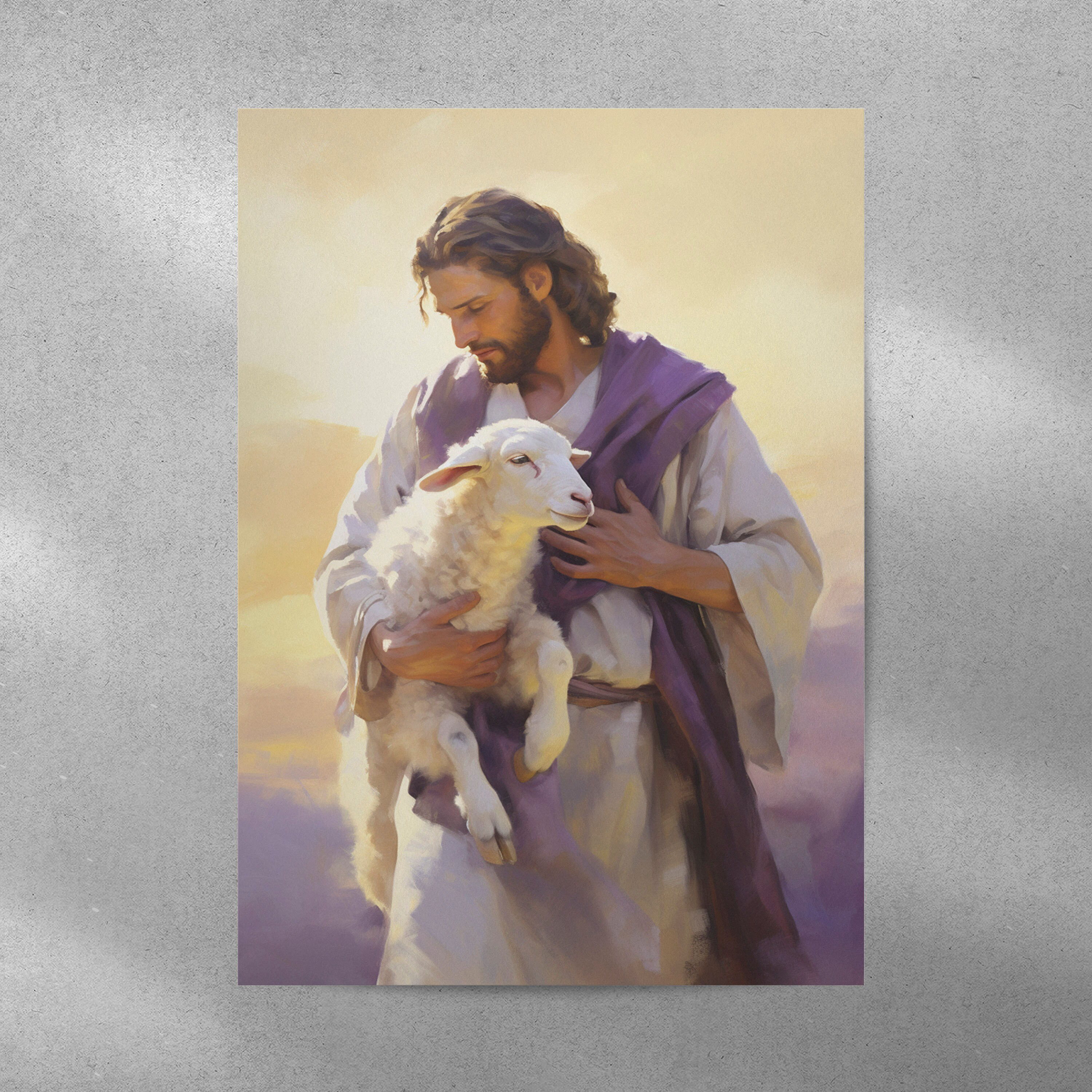 Jesus Carrying the Lamb Home Poster and Canvas - Etsy