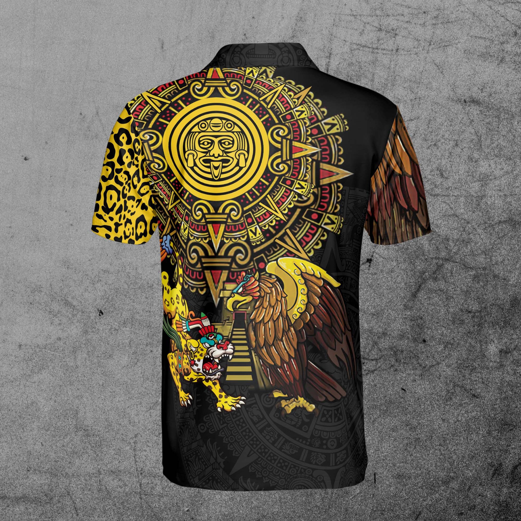 Aztec Jaguar Eagle Warriors Tribal Mexican Men's Polo - Etsy