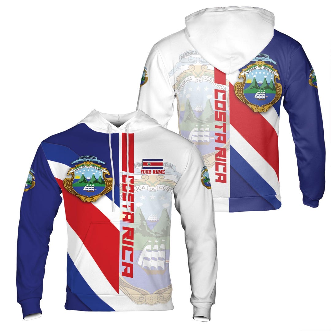 Custom Name Patriotic Costa Rica Coat of Arms Hoodie S-5XL - Etsy