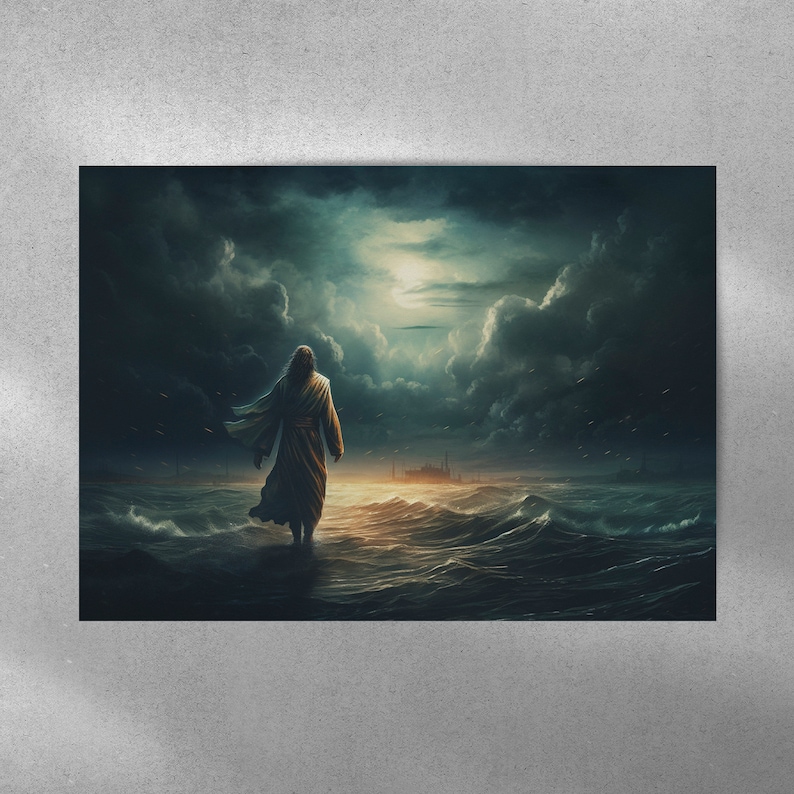 Jesus Walking in the Storm 1 Poster and Canvas - Etsy
