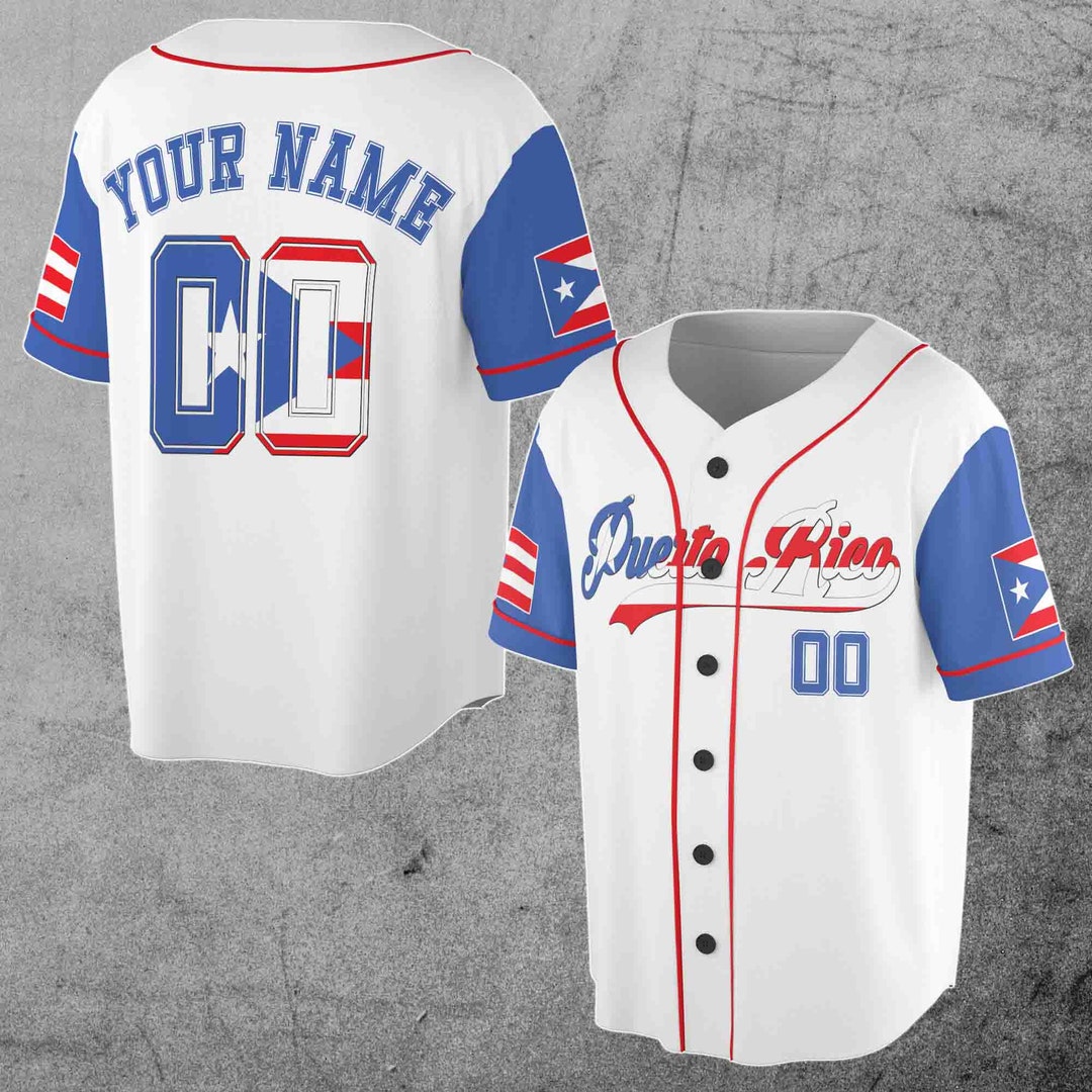 Custom Name Number Puerto Rico Puerto Rican Flag Baseball Jersey S-5XL ...