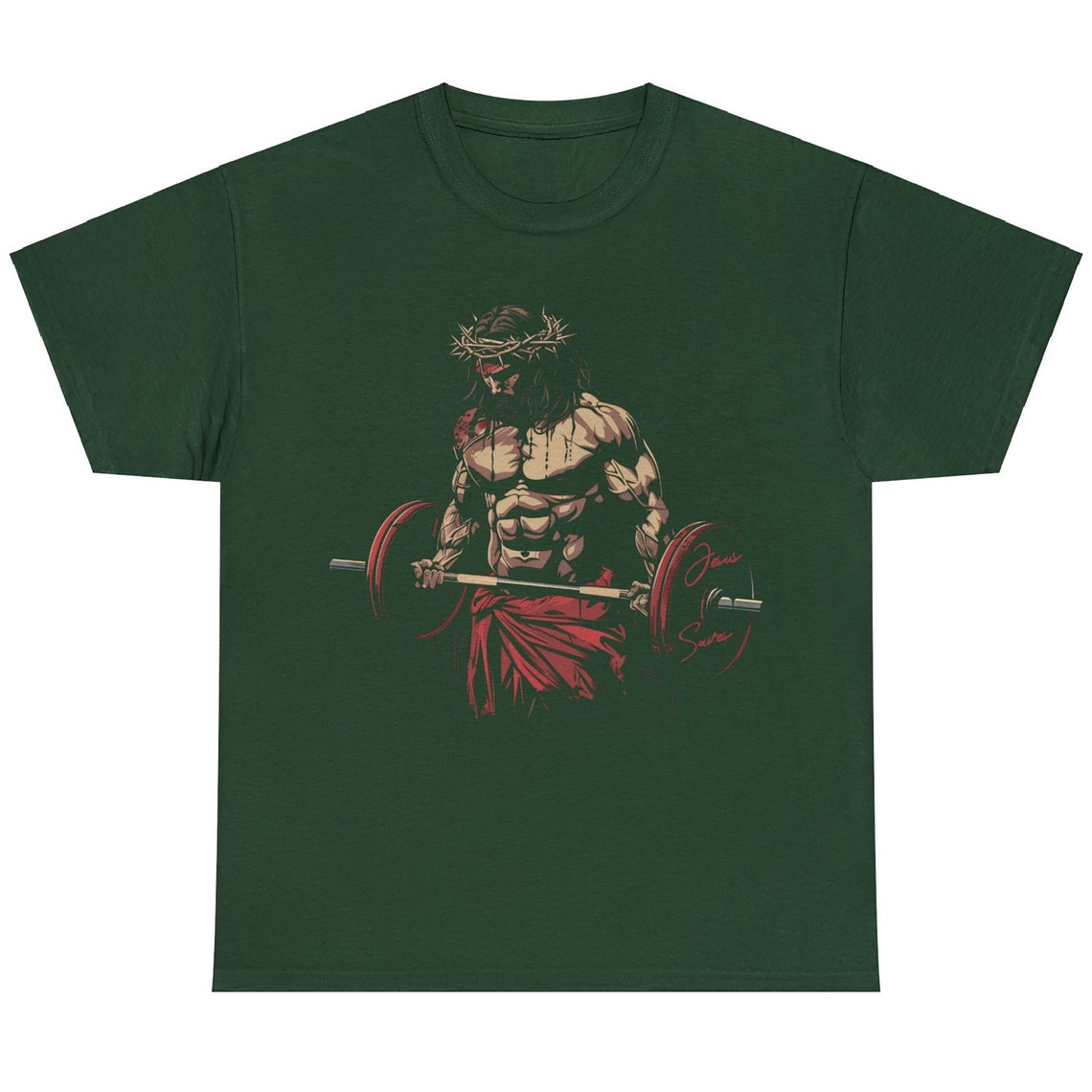 Retro Jesus the Ultimate Deadlifter Christian Gym Workout Jesus T-shirt ...
