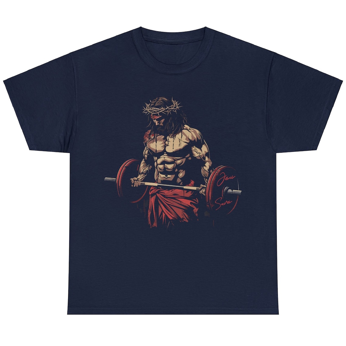 Retro Jesus the Ultimate Deadlifter Christian Gym Workout Jesus T-shirt ...
