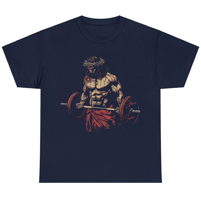Retro Jesus the Ultimate Deadlifter Christian Gym Workout Jesus T-shirt ...