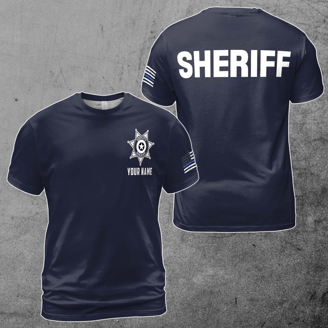 Personalized Navy Sheriff Thin Blue Line USA Flag Patriot 3D T-shirt ...