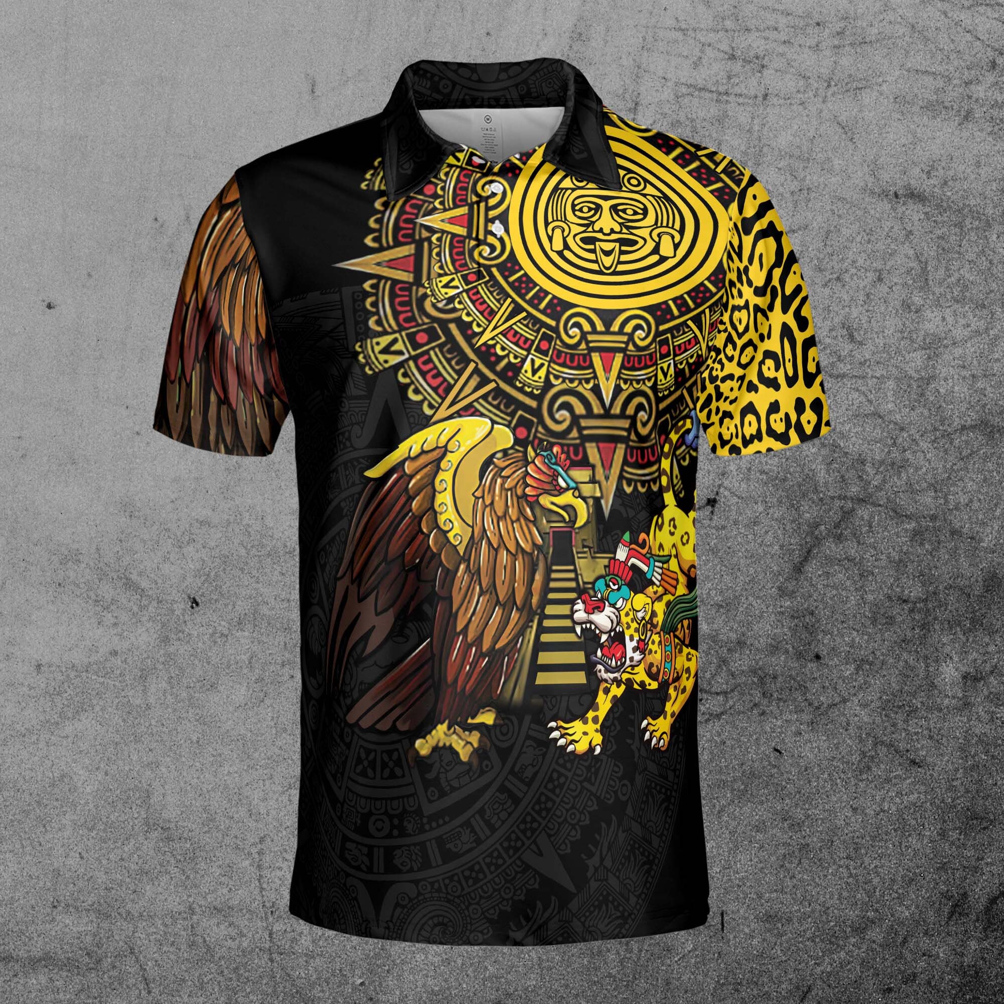 Aztec Jaguar Eagle Warriors Tribal Mexican Men's Polo - Etsy