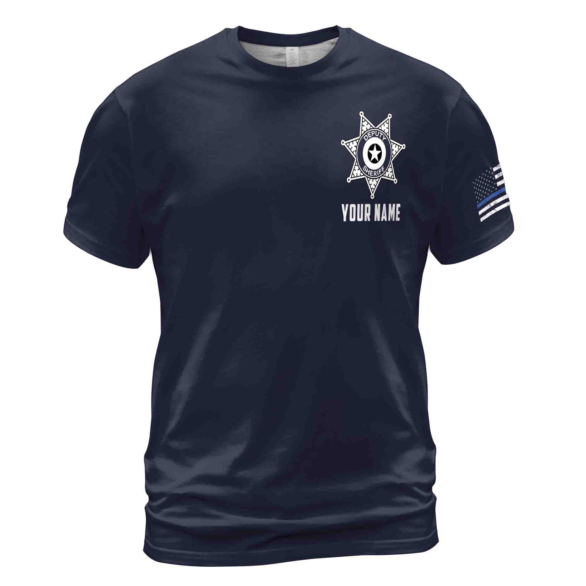 Personalized Navy Sheriff Thin Blue Line USA Flag Patriot 3D T-shirt ...