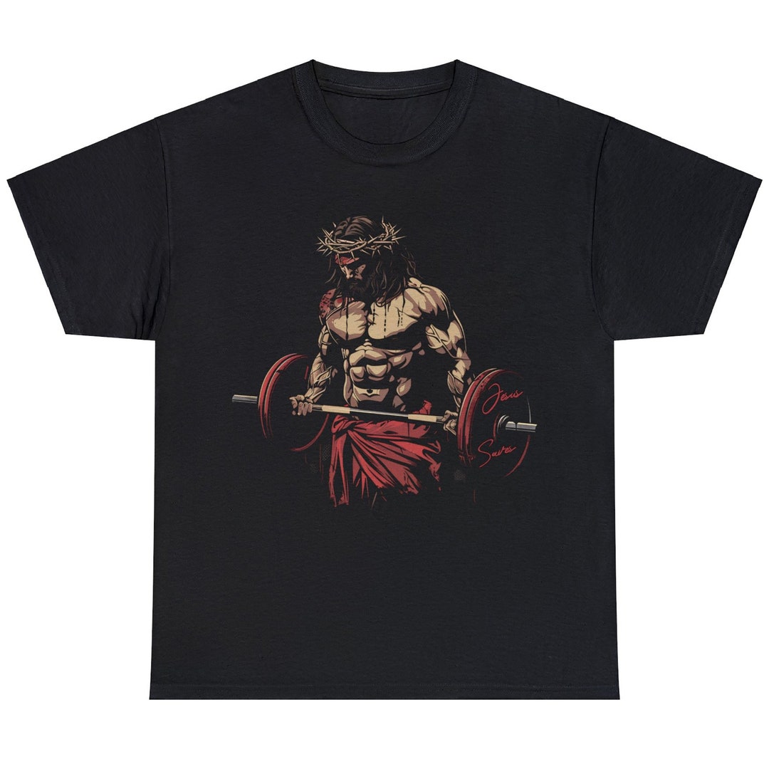 Retro Jesus the Ultimate Deadlifter Christian Gym Workout Jesus T-shirt ...