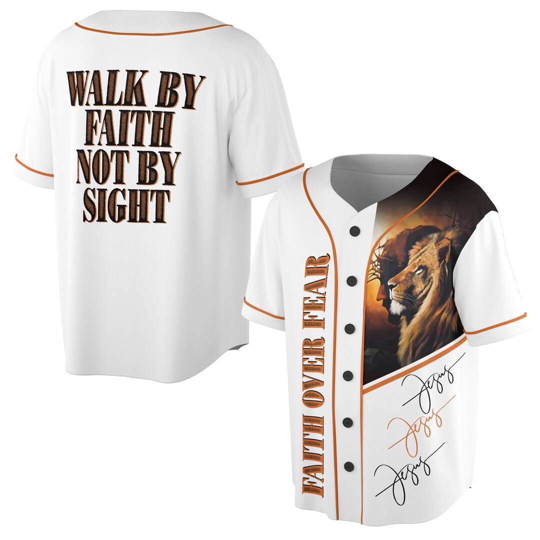 Sun Lion Jesus Christ Faith Over Fear Baseball Jersey S-5XL - Etsy