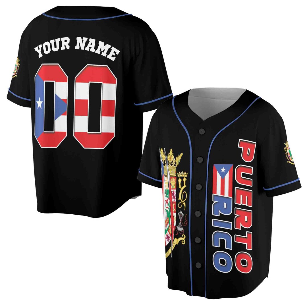 Customize Name Number Puerto Rico Puerto Rican Flag Baseball Jersey S ...