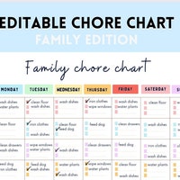 Editable Chore Chart for Kids Printable Kids Daily Routine Checklist ...