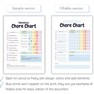 Editable Chore Chart for Kids Printable Kids Daily Routine Checklist ...